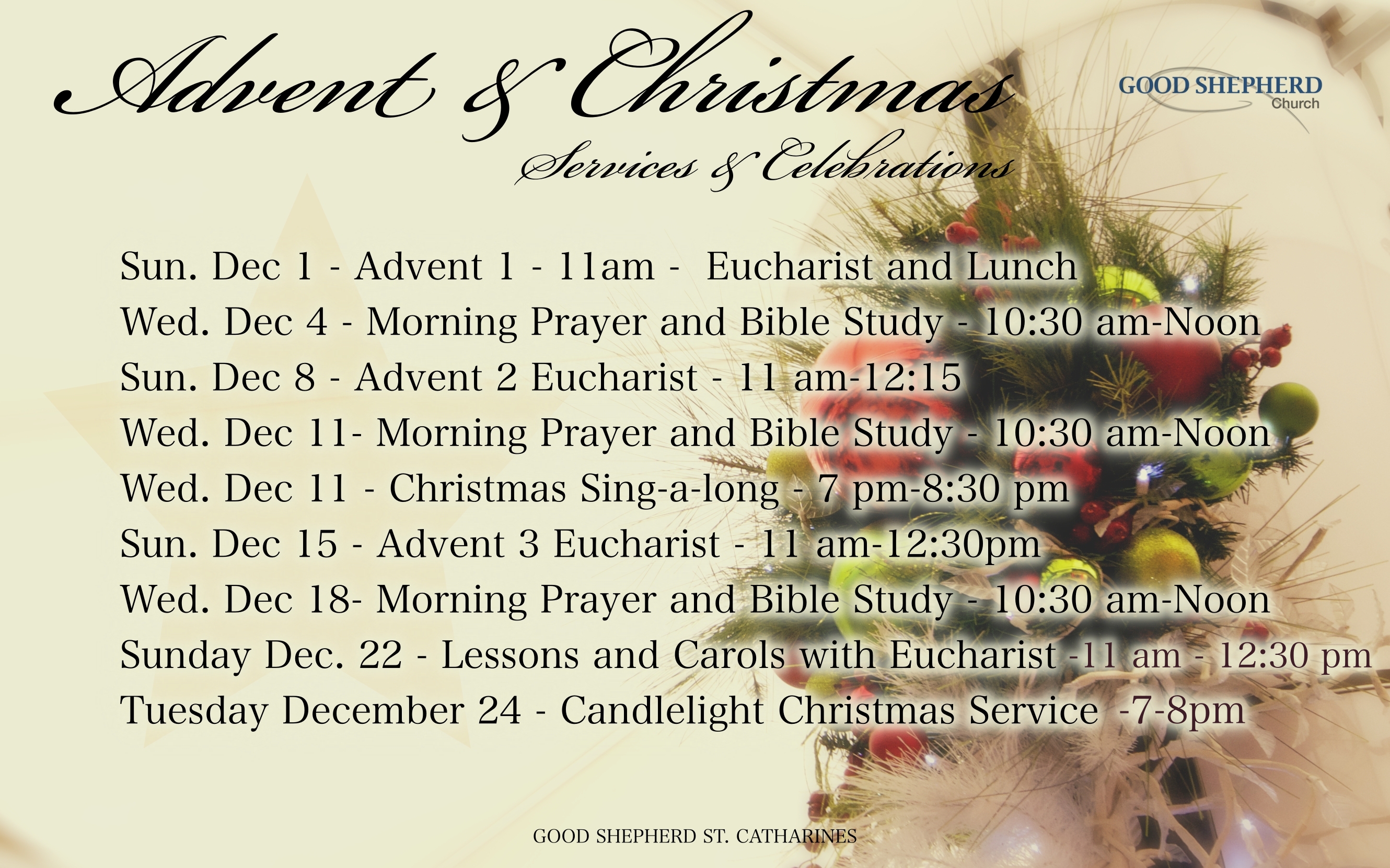 2019-Advent services and celebrations - Good Shepherd St. Catharines